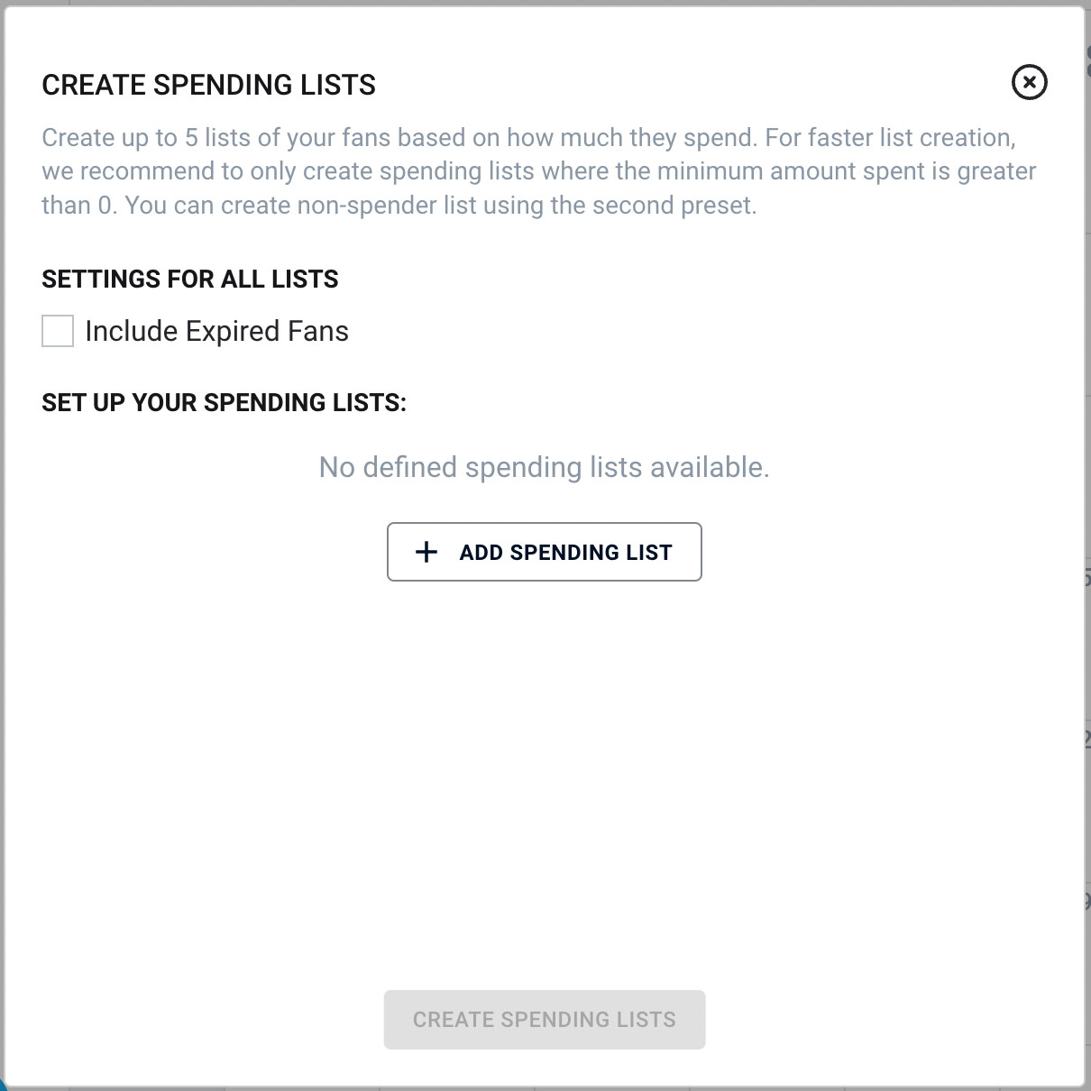 Create List - Based on Spending | BuddyX